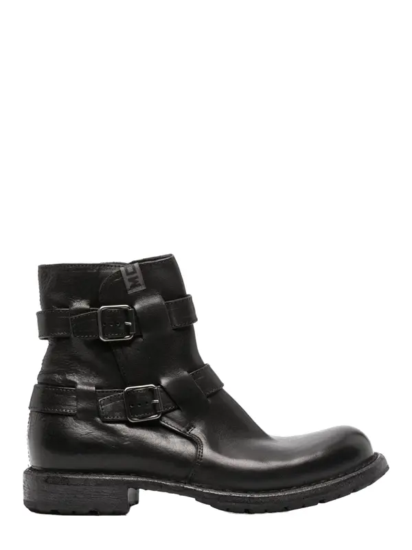Moma Buckle-fastening Leather Ankle Boots - Black