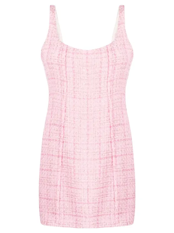 Gcds Backless Tweed Mini Dress - Pink
