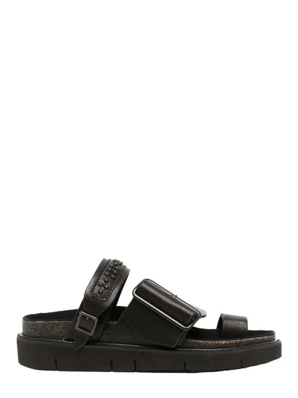 Y’s Tanned Stud-embellished Sandals - Black