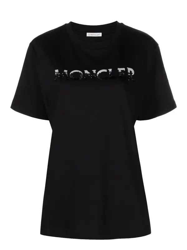 Moncler Sequin-embellished T-shirt - Black