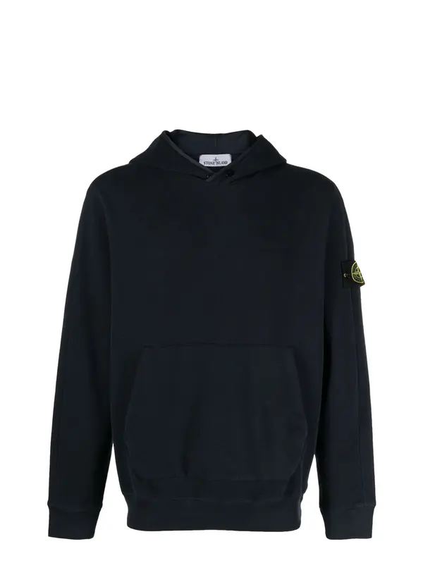 Stone Island Compass-appliqué Cotton Hoodie - Blue