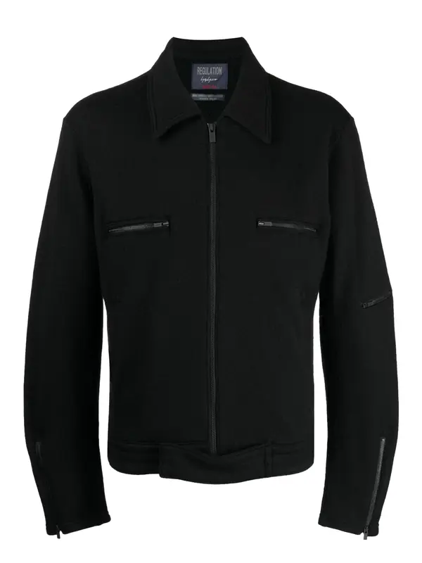 Yohji Yamamoto Zip-up Wool Shirt Jacket - Black