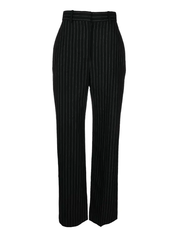 Alexander McQueen Chalk Stripe Wool Trousers - Black