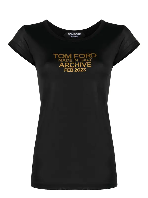 TOM FORD Logo-print Silk T-shirt - Black