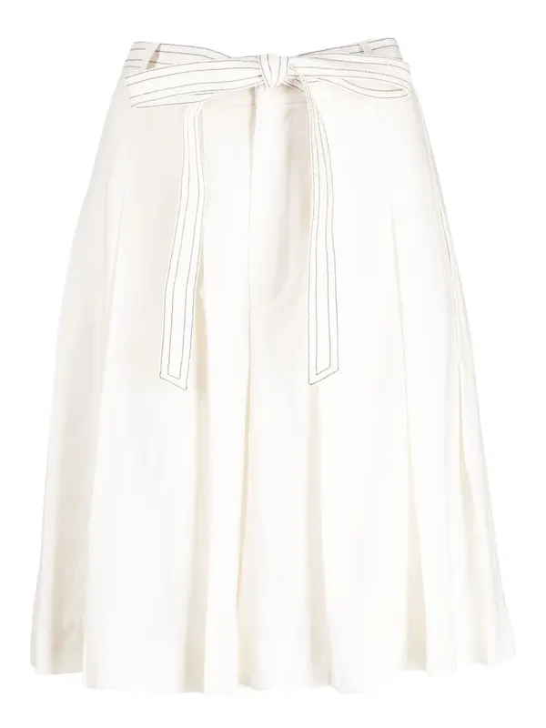 J KOO Tied-waist Bermuda Shorts - White