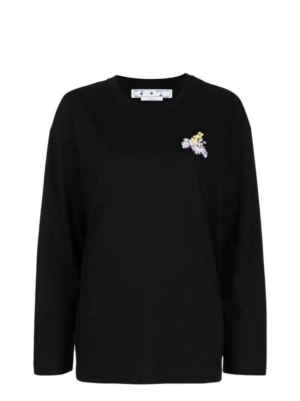Off-White Flower Arrow Cotton Sweatshirt - Black