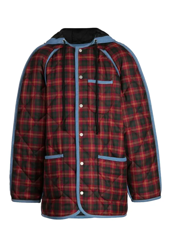 EGONLAB Tartan-check Hooded Coat - Red