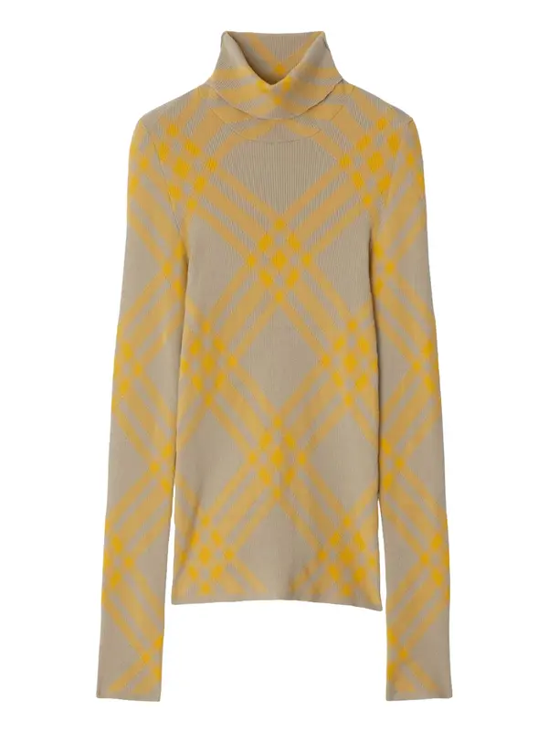 Burberry Checked Wool-blend Jumper - Neutrals
