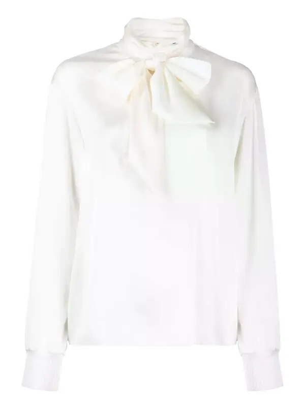 Ralph Lauren Pussy-bow Satin Top - White