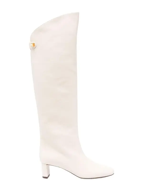 MAISON SKORPIOS 50mm Knee-high Leather Boots - Neutrals