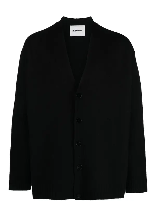JIL SANDER V-neck Wool Cardigan - Black