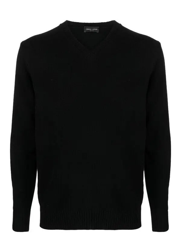 ROBERTO COLLINA V-neck Merino Wool Jumper - Black