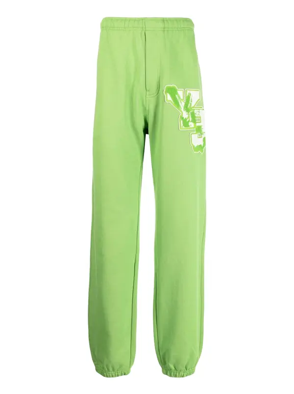 Y3 Gfx Ft Logo-patch Cotton Track Pants - Green