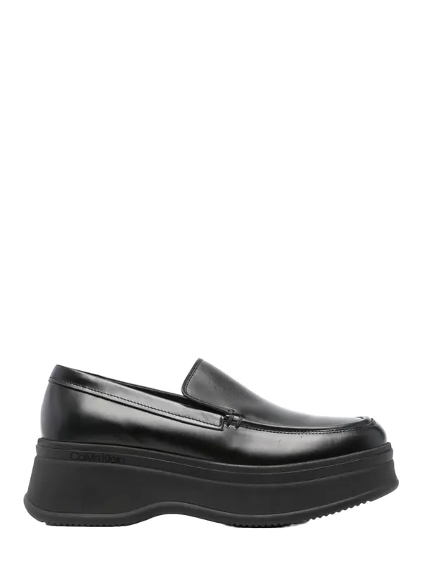 Calvin Klein Round-toe Leather Loafers - Black
