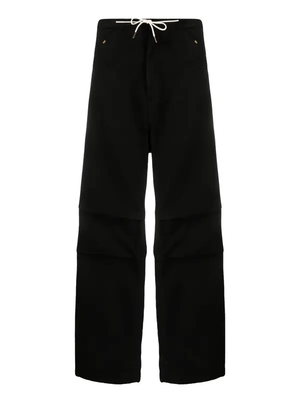 DARKPARK Drawstring-waistband Cotton Trousers - Black
