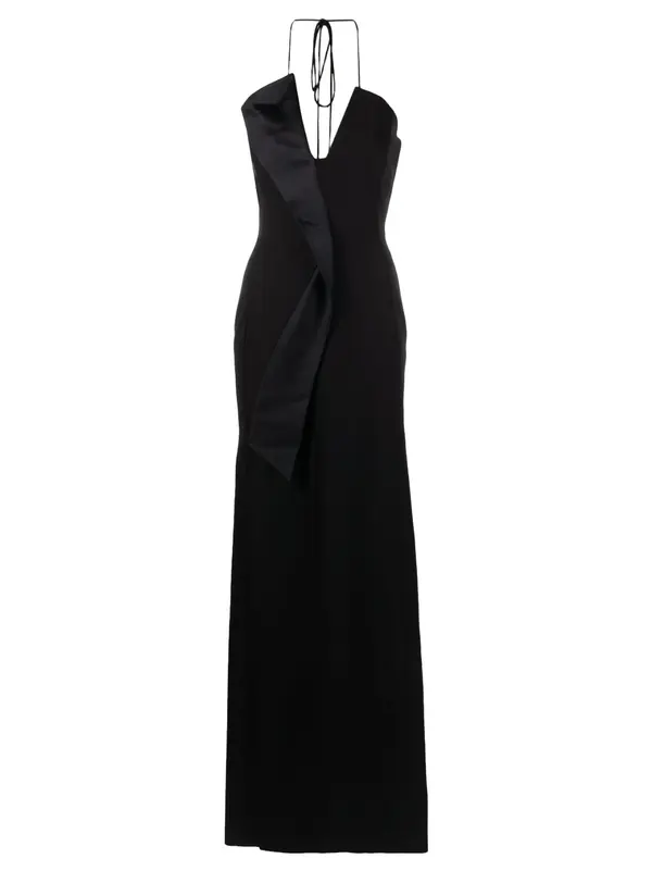 GENNY V-neck Long Dress - Black