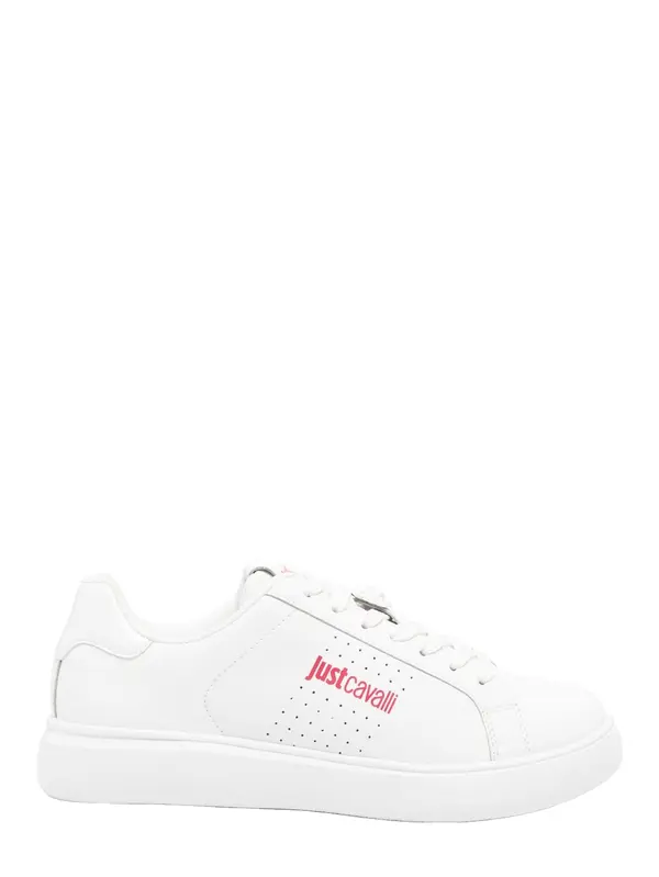 Just Cavalli Tiger Head-logo Leather Sneakers - White