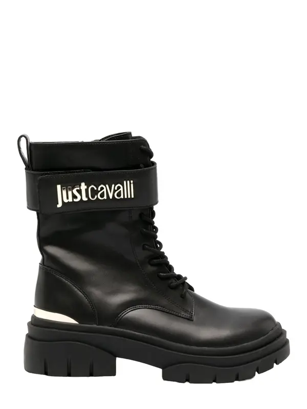 Just Cavalli Logo-plaque Leather Boots - Black