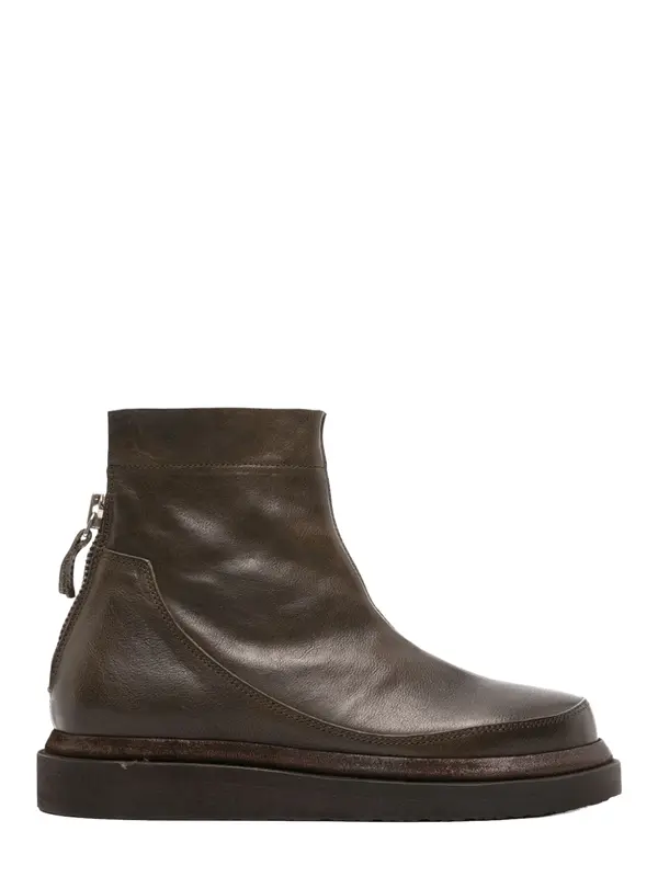 Moma Faded Leather Ankle Boots - Brown