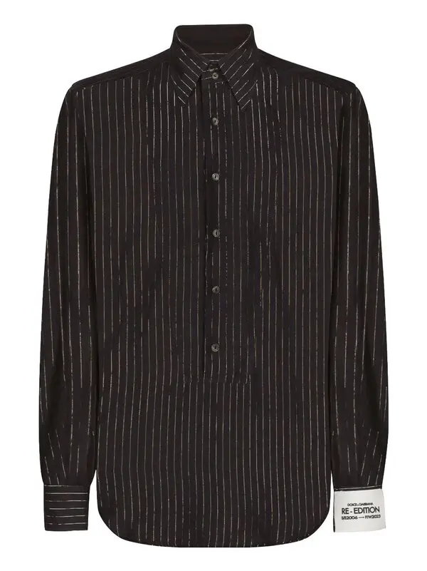 Dolce & Gabbana Striped Long-sleeved Shirt - Black