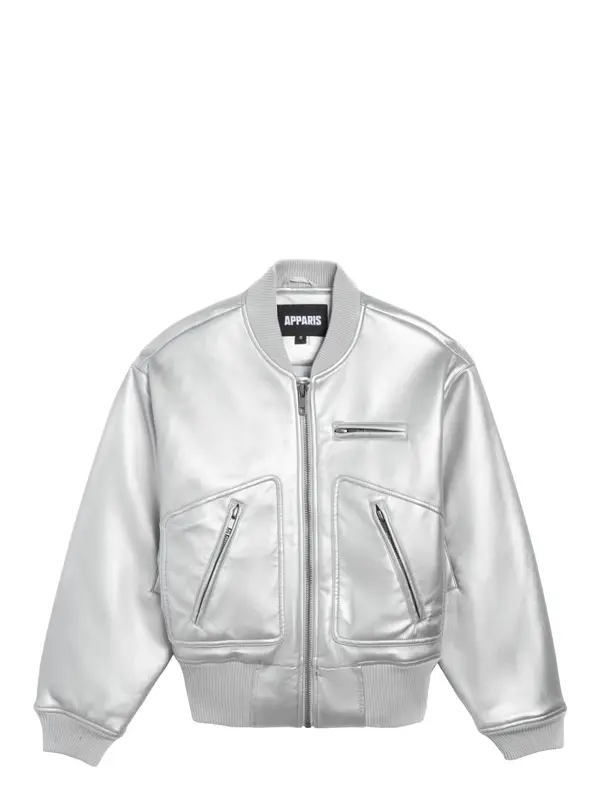 Apparis Metallic Effect Bomber Jacket - Silver
