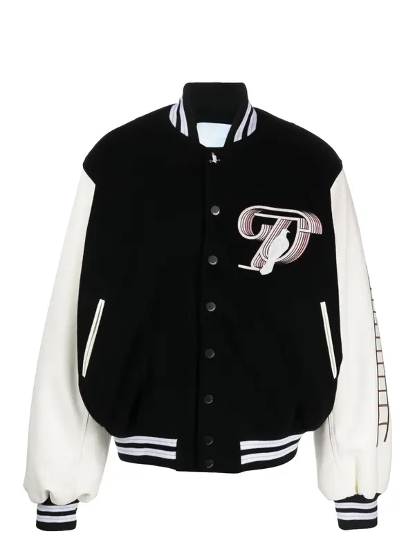 3.PARADIS Letterman Varsity Bomber Jacket - Black