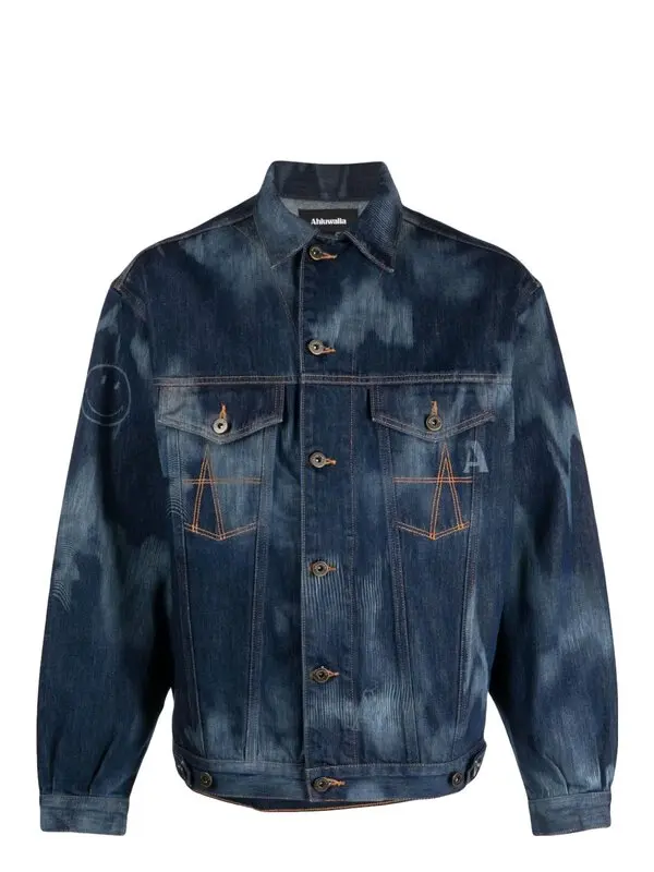 Ahluwalia Signature Tie-dye Denim Jacket - Blue