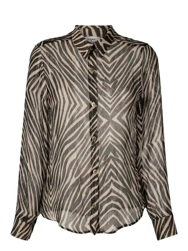 AMIR SLAMA Zebra-print Silk Shirt - Black