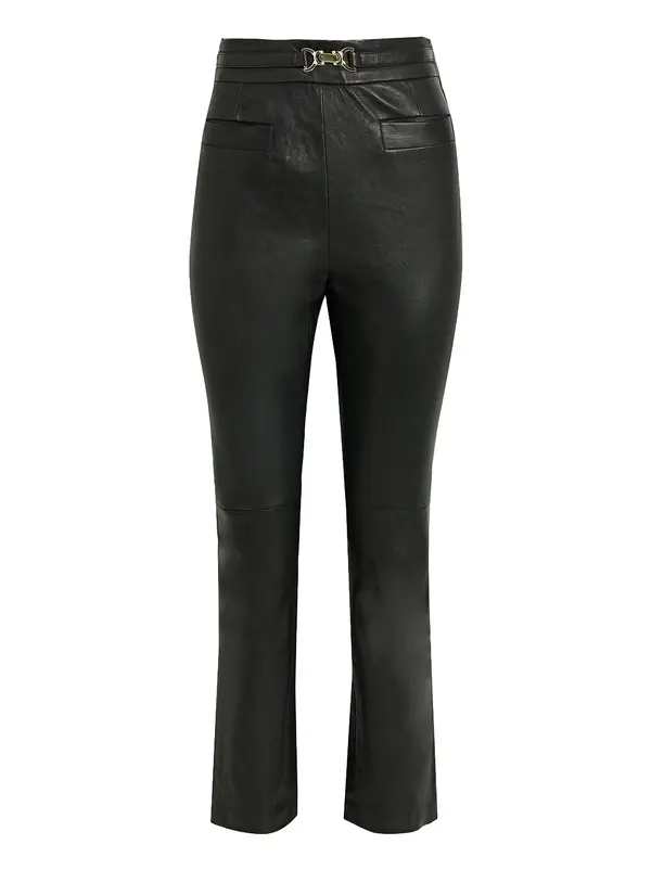 Derek Lam 10 Crosby Fia Belted Leather Slim-leg Pants - Black