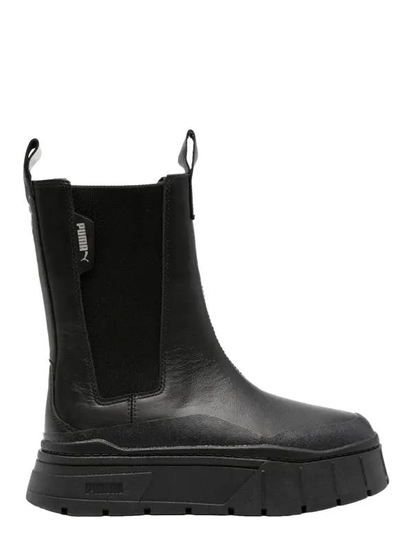 PUMA Mayze Stack 50mm Leather Chelsea Boots - Black