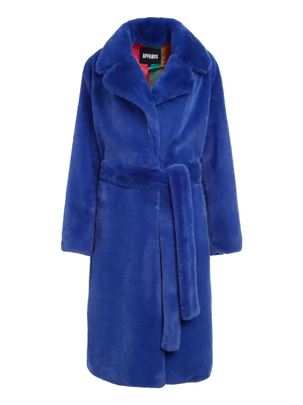 Apparis Belted Faux-fur Coat - Blue