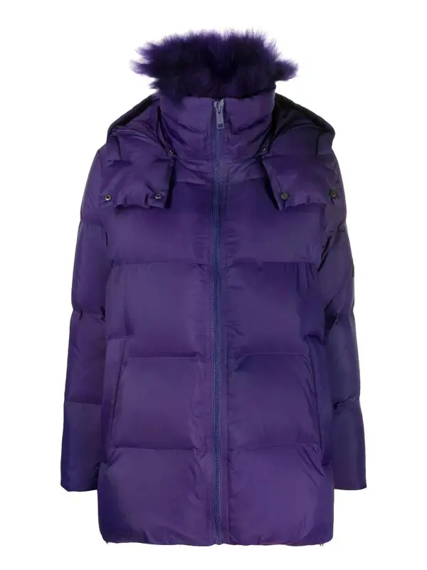 YVES SALOMON Hooded Padded Jacket - Purple