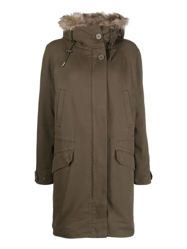 YVES SALOMON Shearling-trim Hooded Parka - Green