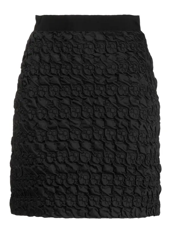GEMY MAALOUF Embossed-finish High-waist Miniskirt - Black