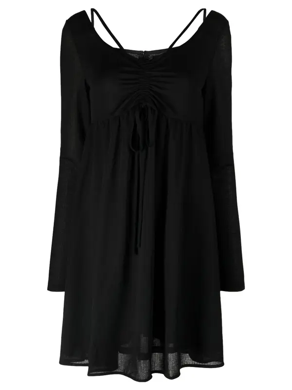 TOUT A COUP Ruched-detail Long-sleeve Minidress - Black