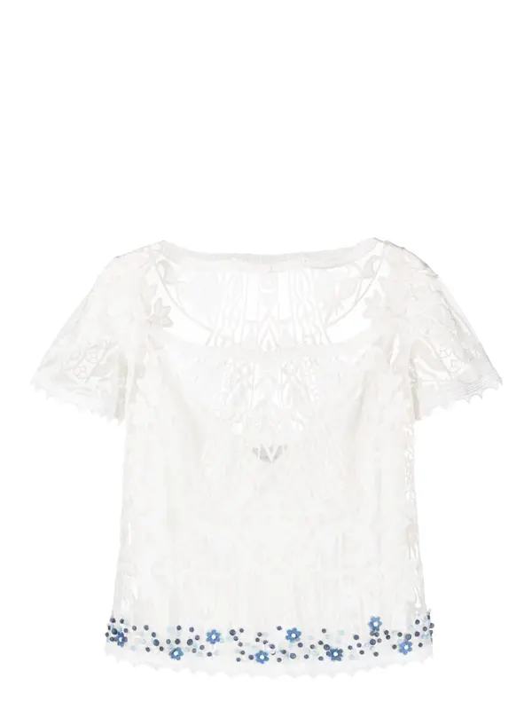 GEMY MAALOUF Lace-embroidery Blouse - White