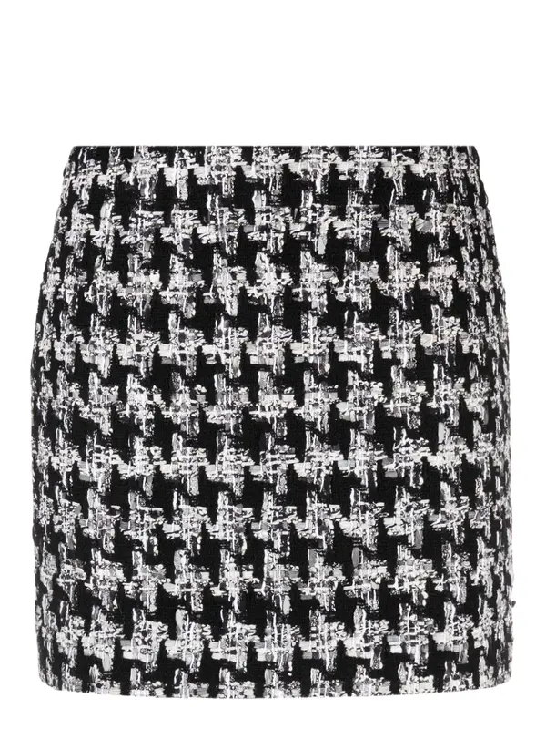 Faith Connexion Houndstooth Knitted Miniskirt - Black
