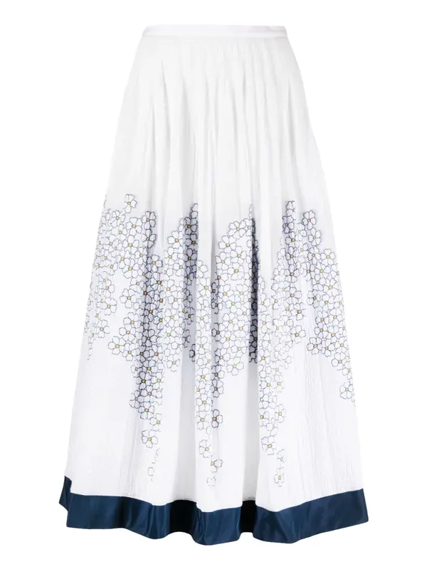 GEMY MAALOUF Floral-print A-line Maxi Skirt - White