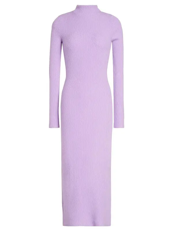 Arch4 Sandy Cutout Ribbed Cashmere Midi Dress - Lavender