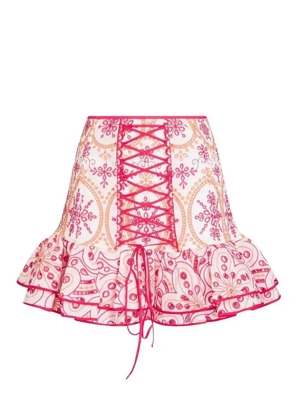 Charo Ruiz Ibiza Lucrecia Broderie Anglaise Mini Skirt - Fuchsia
