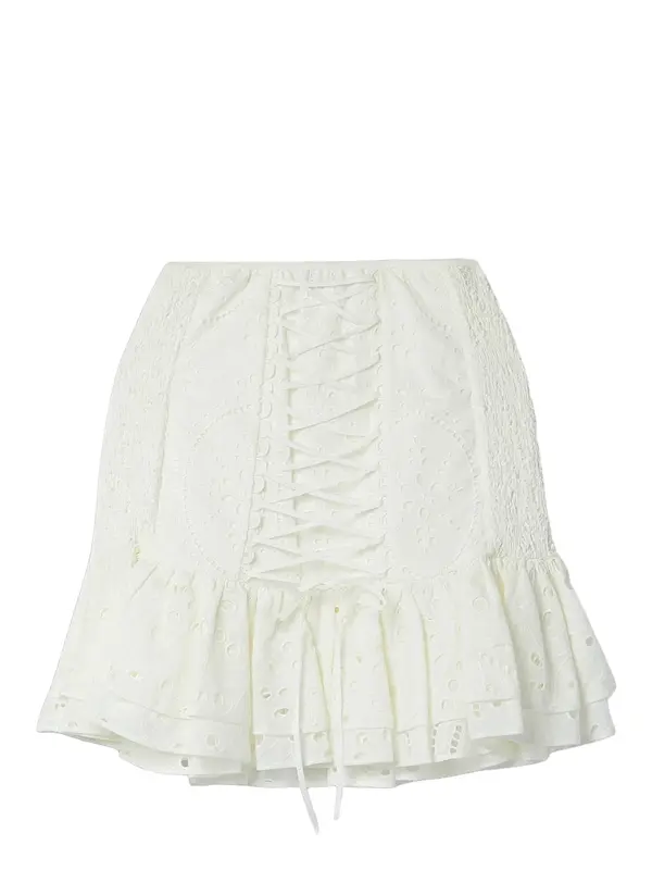 Charo Ruiz Ibiza Lucrecia Broderie Anglaise Mini Skirt - Ivory