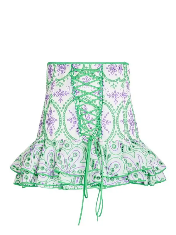 Charo Ruiz Ibiza Lucrecia Broderie Anglaise Mini Skirt - Lilac