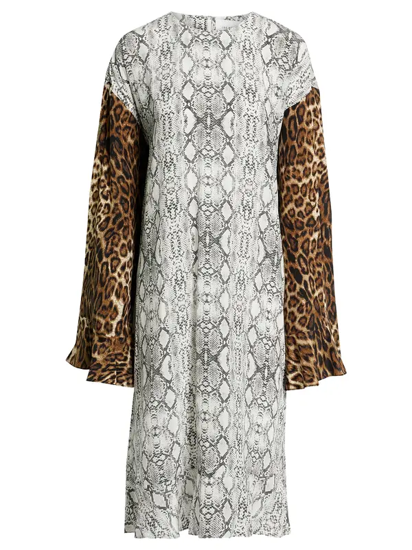 Les Reveries Printed Silk-crepe Midi Dress - Animal Print