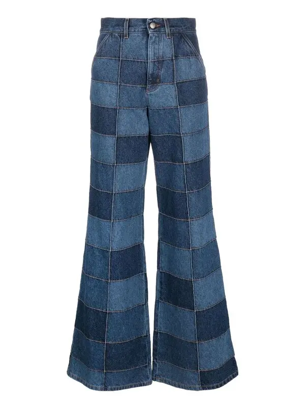 Chloé Patchwork Wide-leg Jeans - Blue