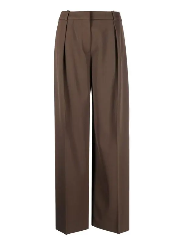 Calvin Klein Tailored Wide-leg Twill Trousers - Brown