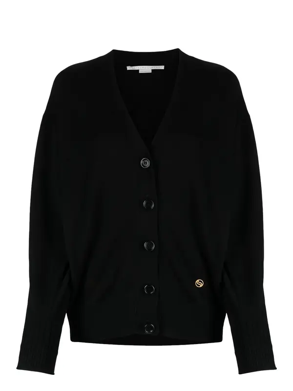 Stella McCartney Logo-embroidered Virgin Wool Cardigan - Black