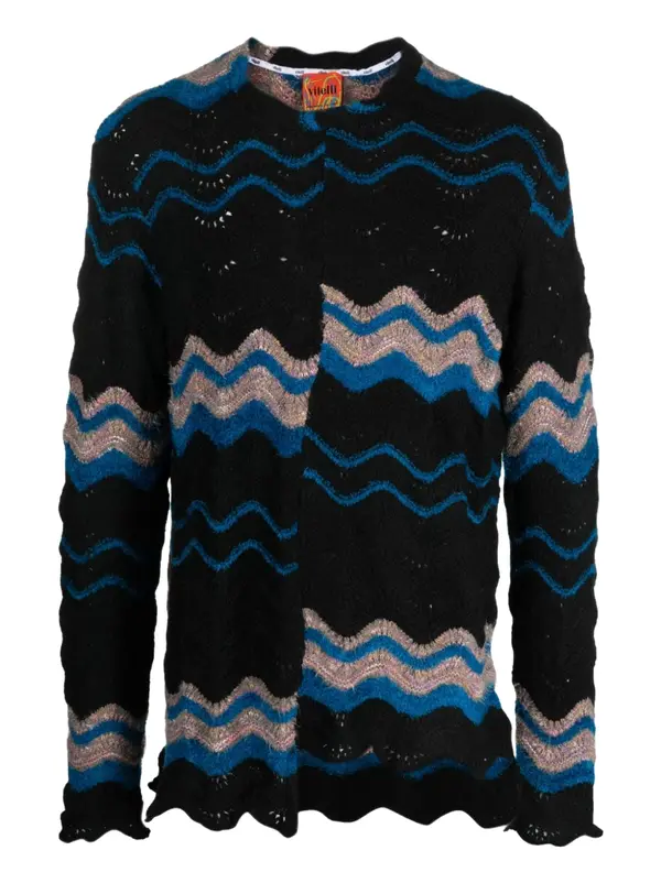 VITELLI Zigzag-print Crew-neck Jumper - Black