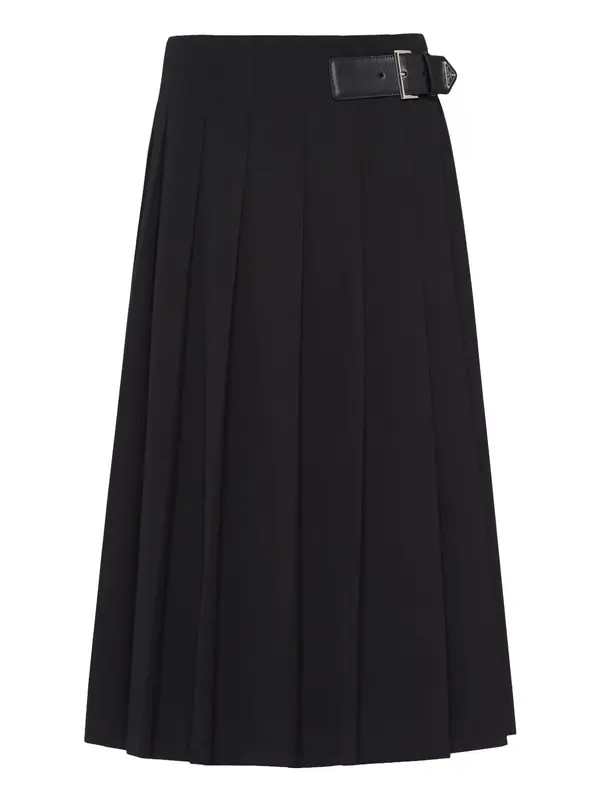 Prada Pleated Gabardine Miniskirt - Black