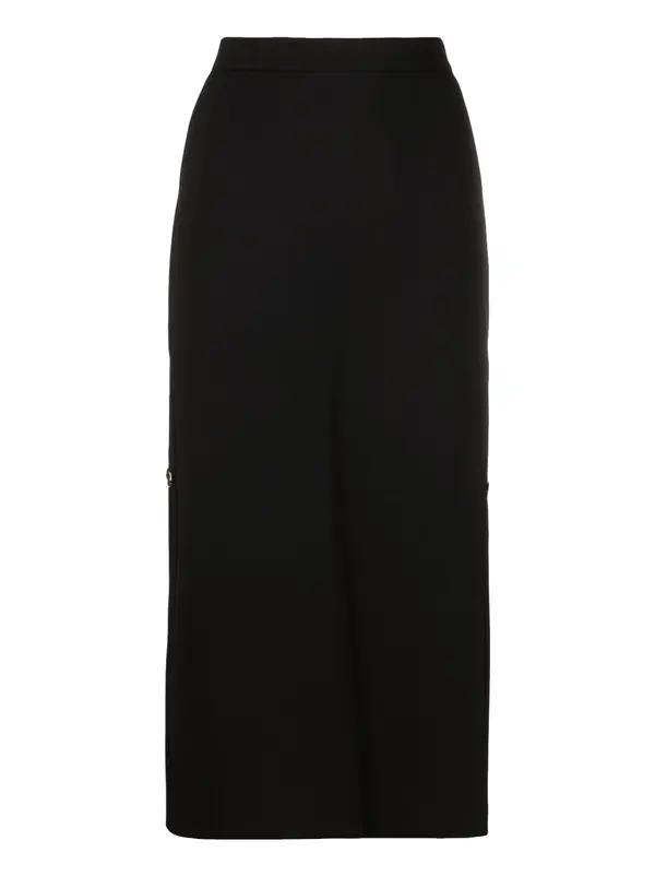 Pinko Logo-engraved Button High-waisted Midi Skirt - Black