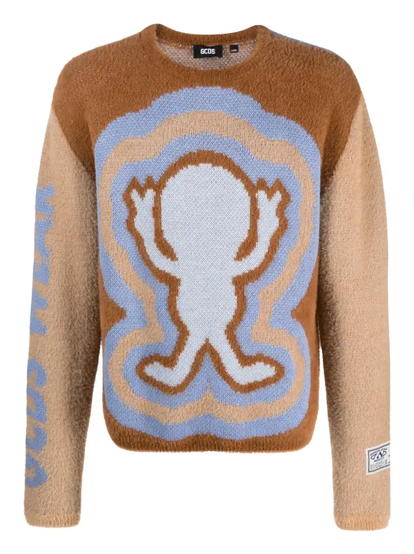 Gcds Wirdo Win Hairy Jacquard Jumper - Neutrals